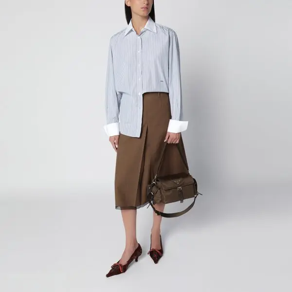 Prada Explore Medium Bag In Re-nylon In Burnt Color - Brown