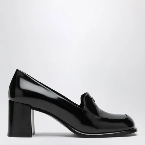 Prada Brushed Leather Heeled Loafers