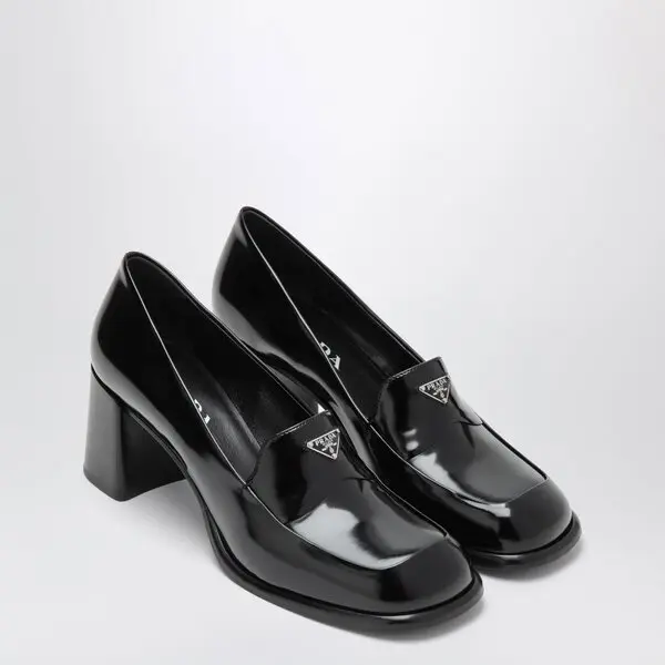 Prada Brushed Leather Heeled Loafers