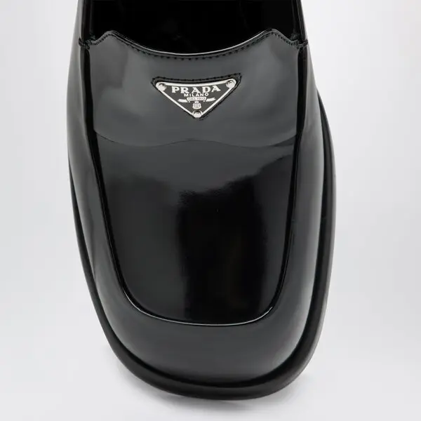 Prada Brushed Leather Heeled Loafers