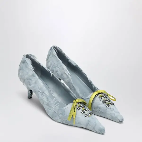 Prada Astro Satin Pumps Decorated With Feathers