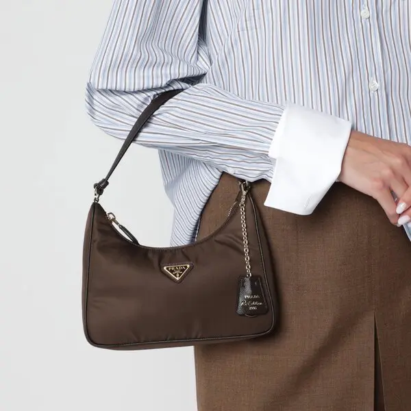Prada Re-edition 2005 Bag In Re-nylon And Saffiano In Burnt Color - Brown
