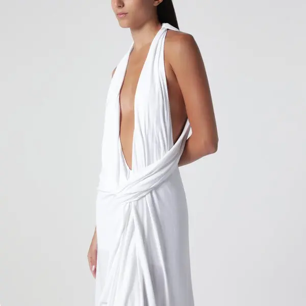 Christopher Esber Spire Cascade Viscose Midi Dress - White