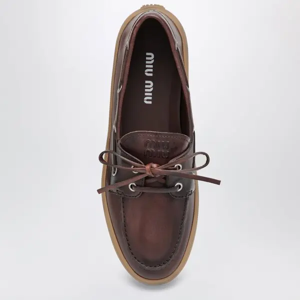 Miu Miu Coffee-coloured Deck Boat Shoes