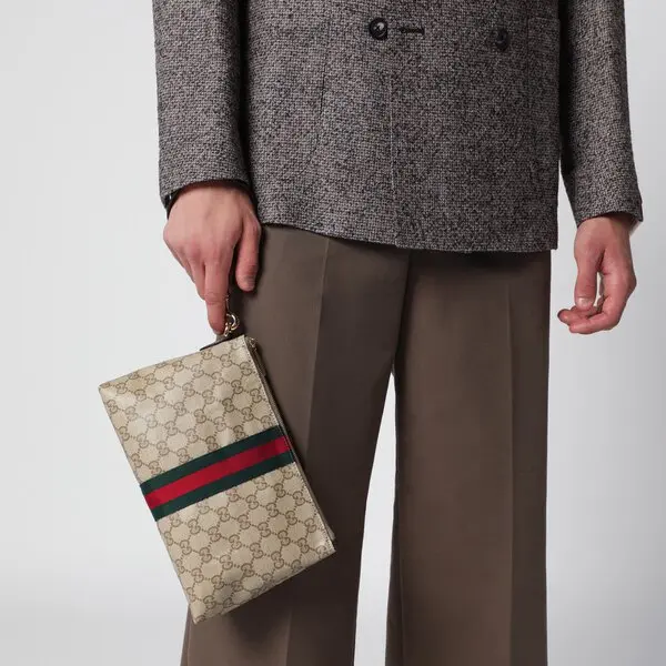 Gucci Gg Pouch With Web Stripe