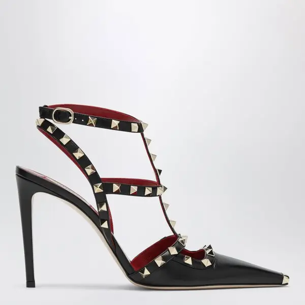 Valentino Garavani Rockstud Leather Slingback Heels - Black