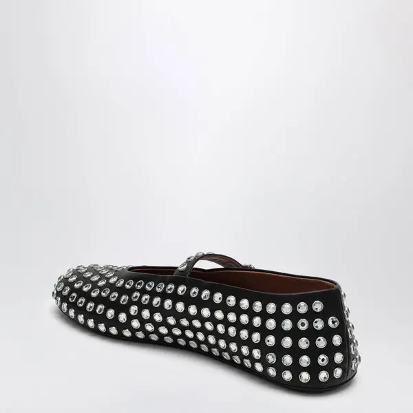 Alaïa Leather Ballerina Flats With Crystal Embellishments