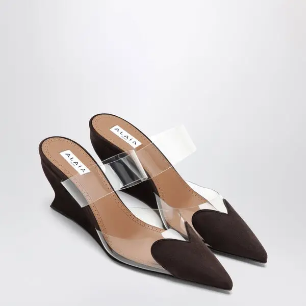 Alaïa Heart 60 Leather Wedge Mules