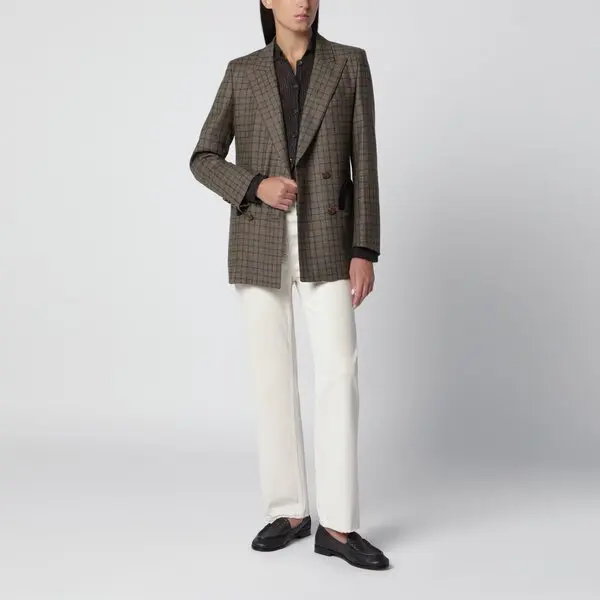 BLAZÉ MILANO Double-breasted Jacket With Check Pattern In Wool And Cashmere