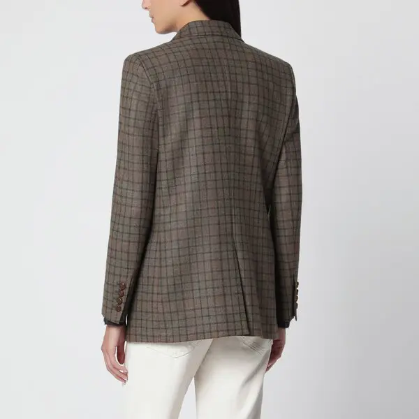 BLAZÉ MILANO Double-breasted Jacket With Check Pattern In Wool And Cashmere