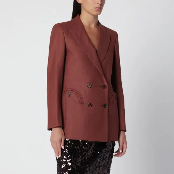 BLAZÉ MILANO Double-breasted Jacket In Rust Colour In Wool And Cashmere - Red