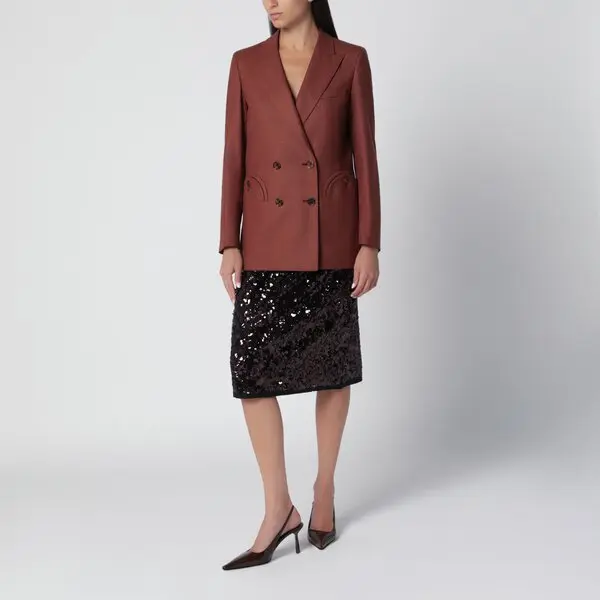 BLAZÉ MILANO Double-breasted Jacket In Rust Colour In Wool And Cashmere