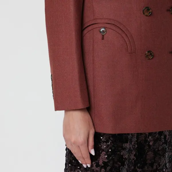 BLAZÉ MILANO Double-breasted Jacket In Rust Colour In Wool And Cashmere