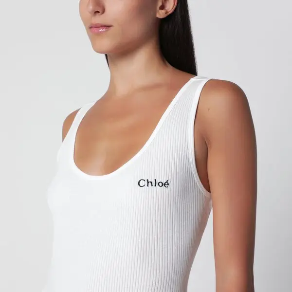 Chloé Ribbed Tank Top With Logo Embroidery