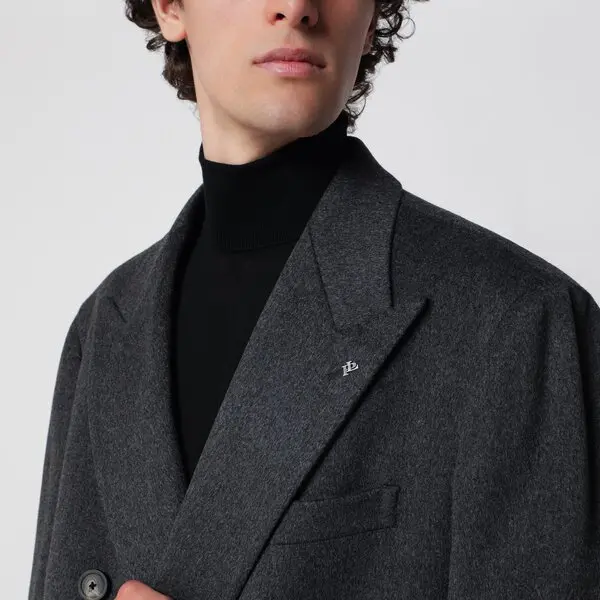 Tagliatore Anthracite Double-breasted Wool Coat - Grey