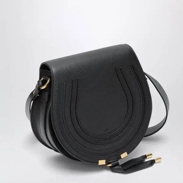Chloé Saddle Marcie Bag In Black Grained Leather