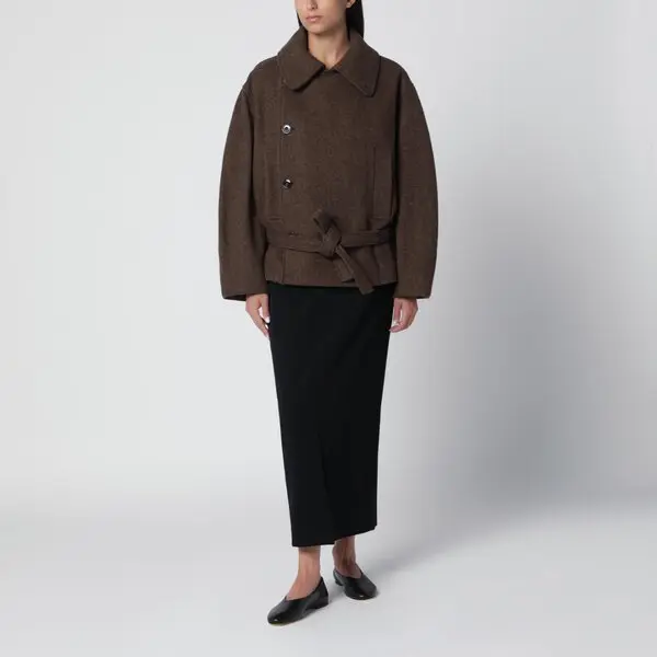 LEMAIRE Short Mud Felted Wool And Alpaca Wrap Coat