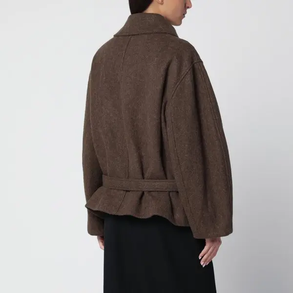 LEMAIRE Short Mud Felted Wool And Alpaca Wrap Coat