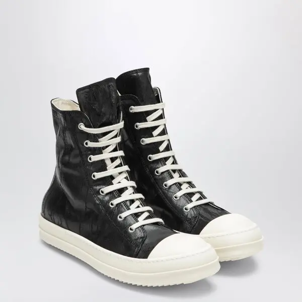Rick Owens Tower Sneakers In /milk White In Megacrust Denim