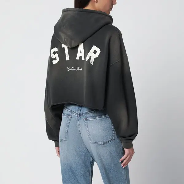 GOLDEN GOOSE Charcoal Cotton Hooded Sweatshirt