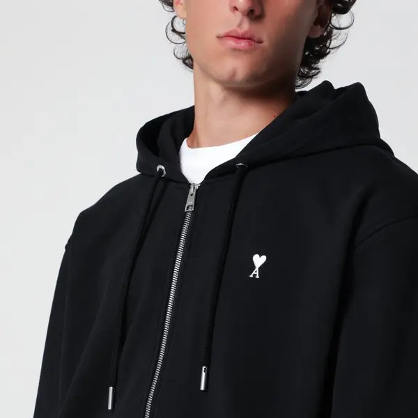 AMI Paris De Coeur Zip-up Sweatshirt - Black