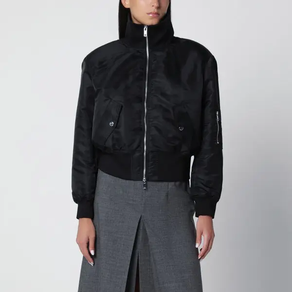 THE FRANKIE SHOP Short Storm Technical Fabric Bomber Jacket - Black