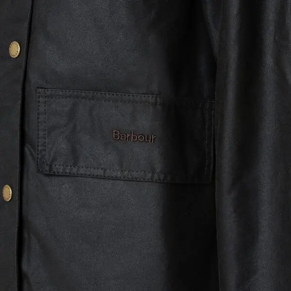 Barbour Waxed Cotton Jacket With Corduroy Collar And Removable Hood