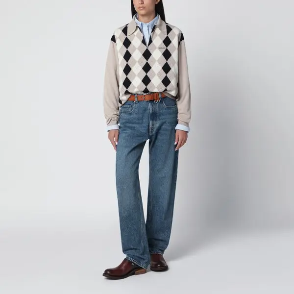 Miu Miu Argyle Cashmere Polo Shirt
