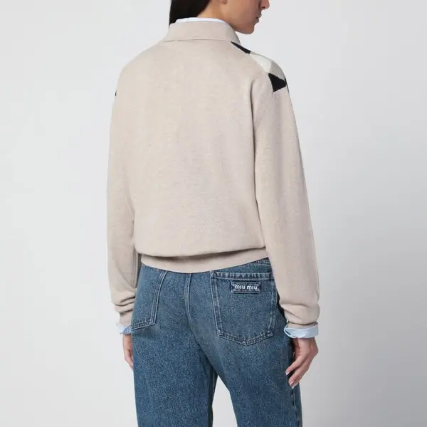 Miu Miu Argyle Cashmere Polo Shirt