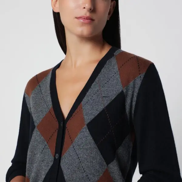Prada Cashmere Argyle Cardigan