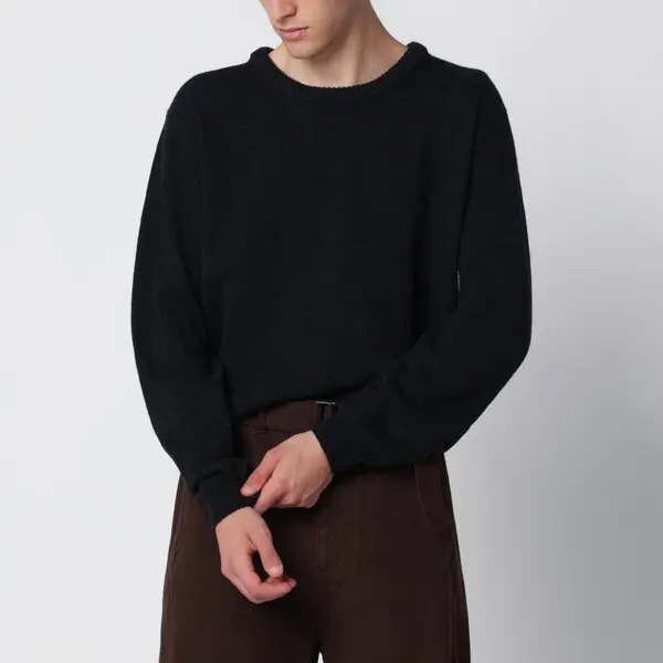 LEMAIRE Coal Alpaca Wool Blend Crew Neck Sweater