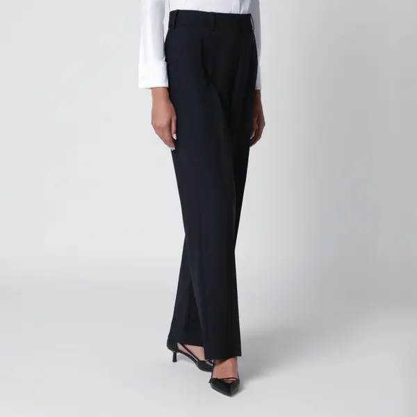 BLAZÉ MILANO Fox First Class Trousers In Navy With Pleats In Wool Blend
