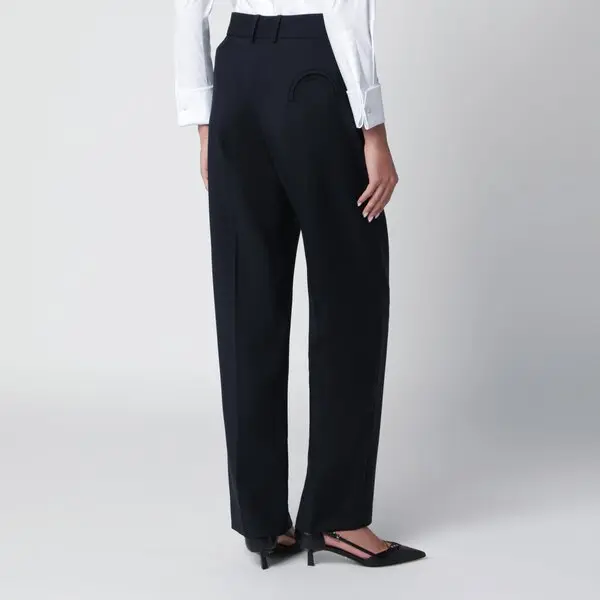 BLAZÉ MILANO Fox First Class Trousers In Navy With Pleats In Wool Blend