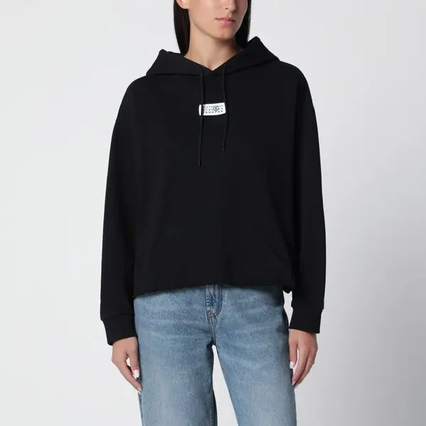 MAISON MARGIELA Hoodie With Patch Numeric Logo - Black