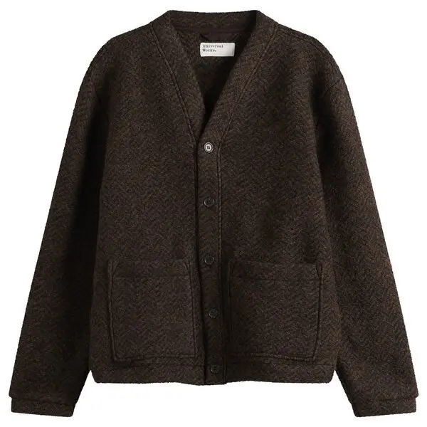 Universal Works Raven Fleece Advance Cardigan - Brown