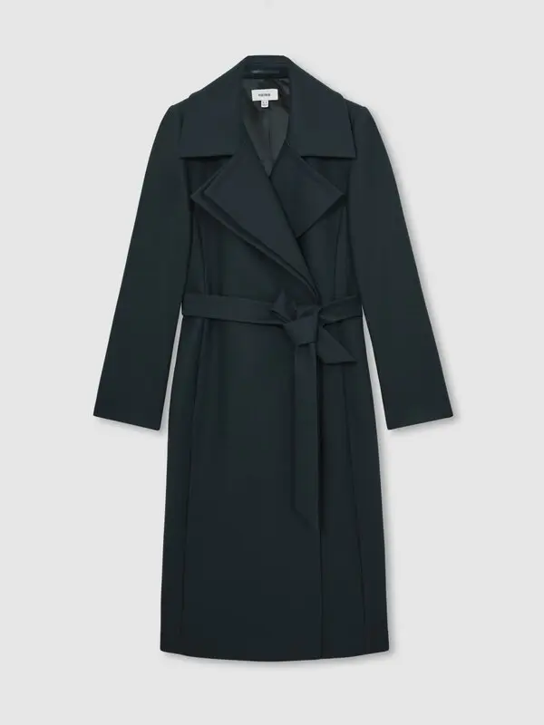 REISS Wool-blend Double-lapel Belted Coat With Cashmere