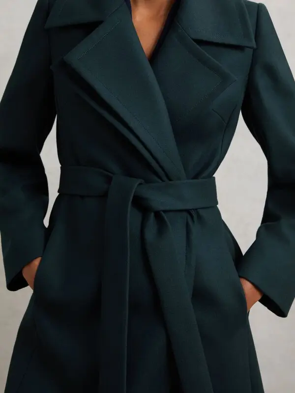 REISS Wool-blend Double-lapel Belted Coat With Cashmere