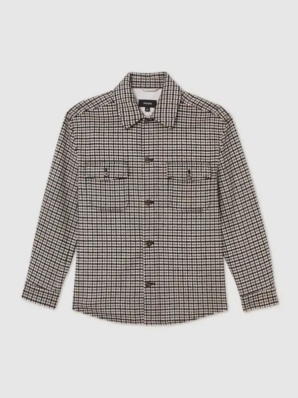 REISS Liam Wool-blend-check Overshirt