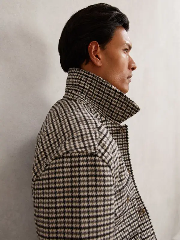 REISS Liam Wool-blend-check Overshirt
