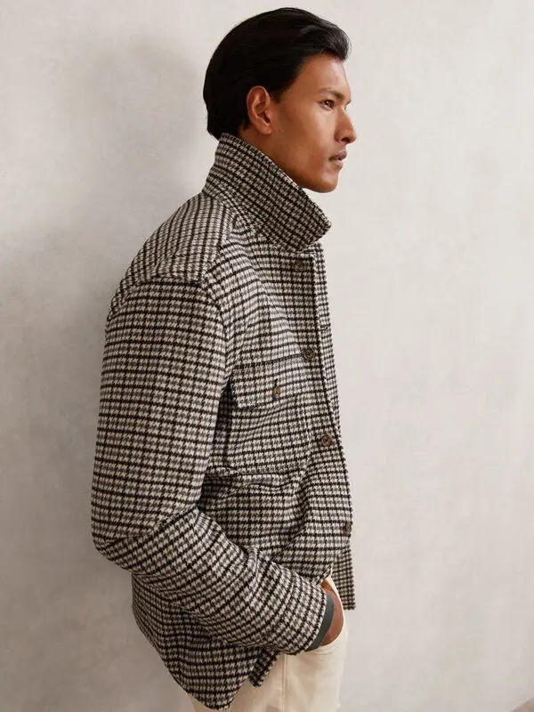 REISS Liam Wool-blend-check Overshirt