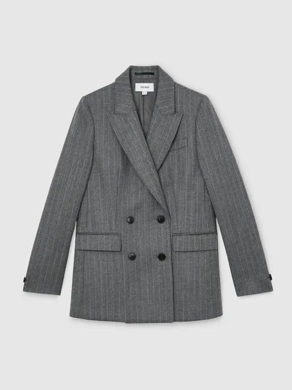 REISS Wool Double-breasted Pinstripe Blazer
