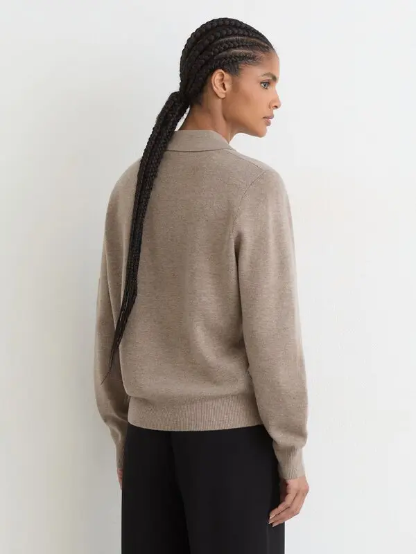 REISS Merino Wool Knitted Polo Jumper - Neutral