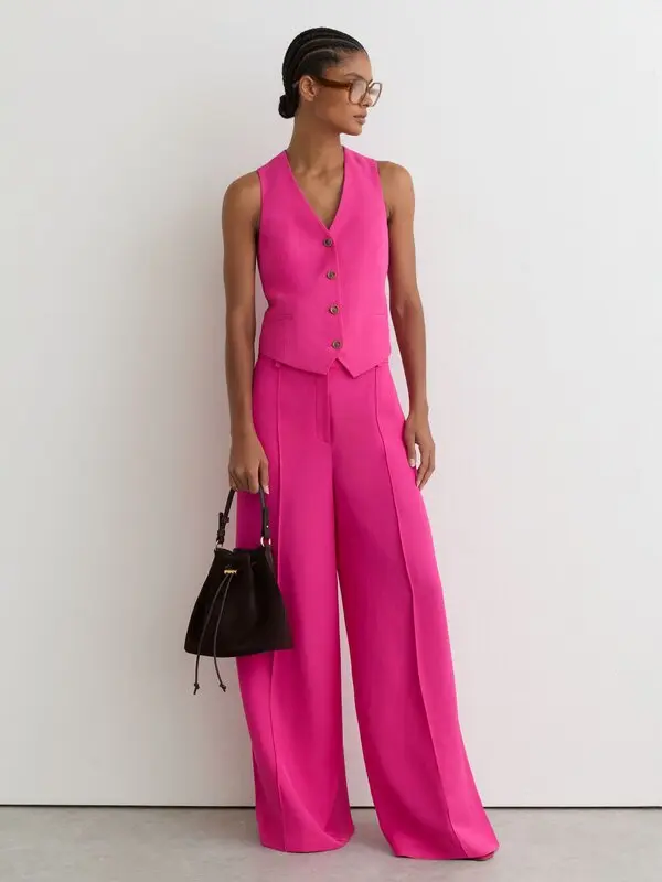 REISS Button-through Tailored Waistcoat With Linen