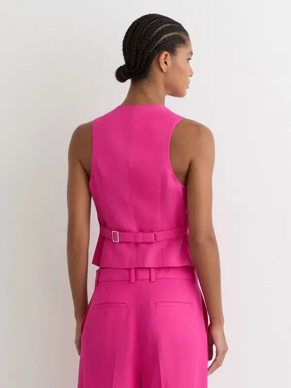 REISS Button-through Tailored Waistcoat With Linen