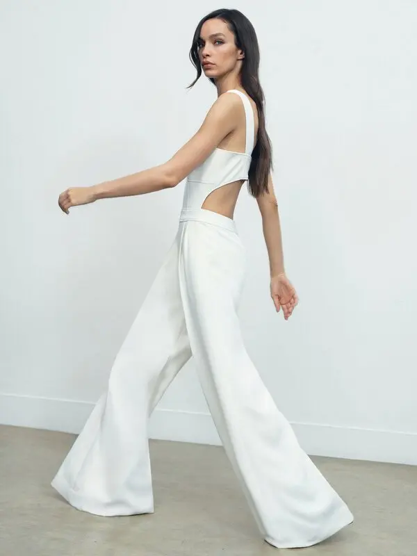REISS Wide-leg Cut-out Jumpsuit - Ivory