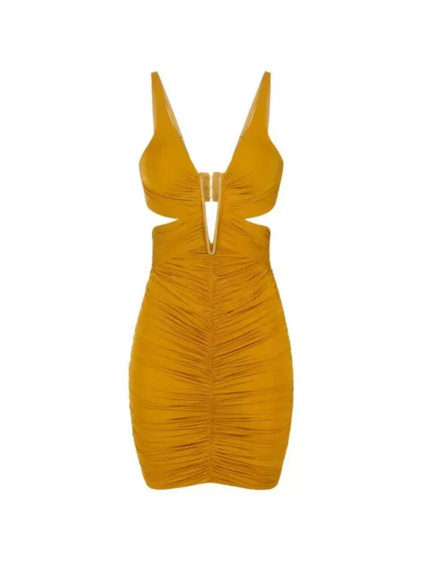 Elisabetta Franchi Mini Dress In Lightweight Crêpe Jersey Fabric - Yellow