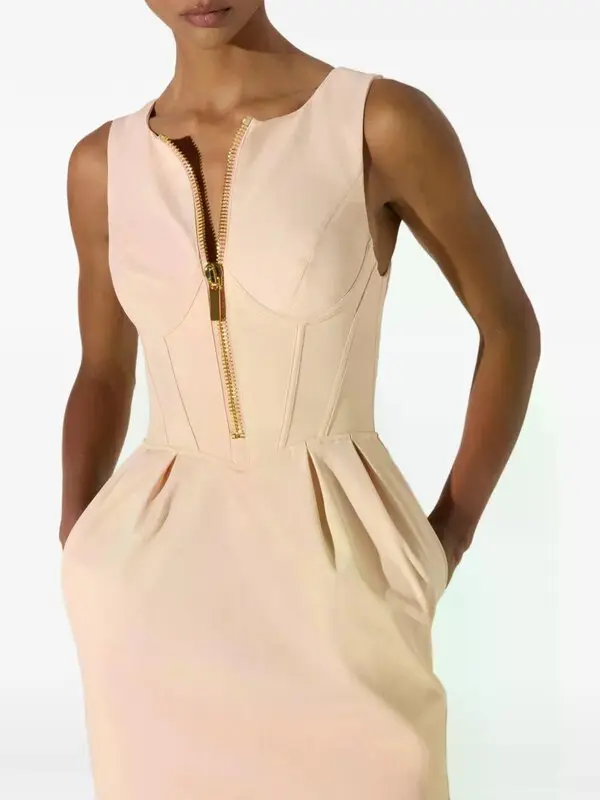 Elisabetta Franchi Technical Fabric Midi Dress With Zip Detail