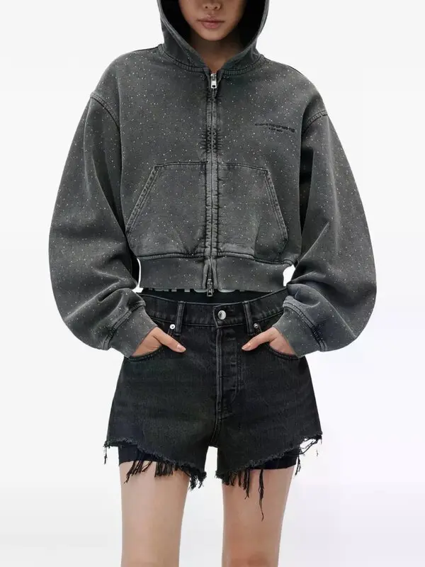Alexander Wang Zip-up Hoodie W/ All-over Hotfix