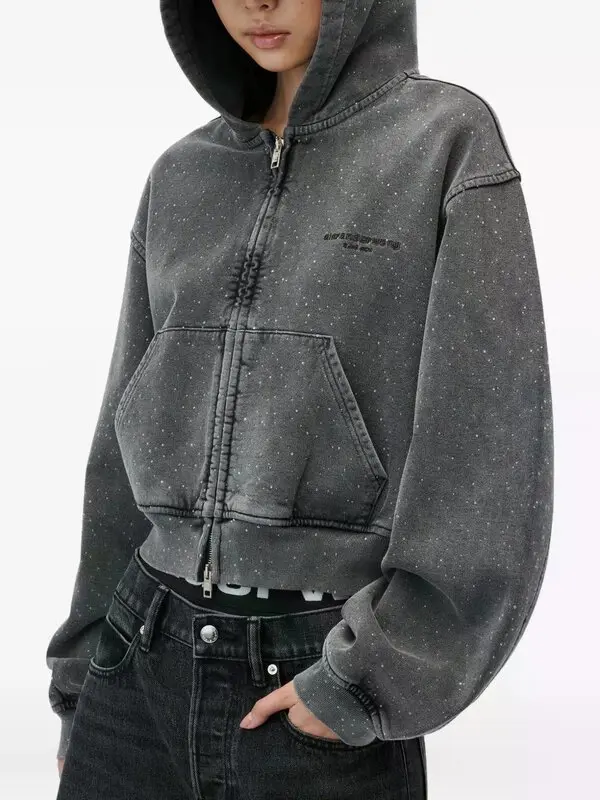 Alexander Wang Zip-up Hoodie W/ All-over Hotfix