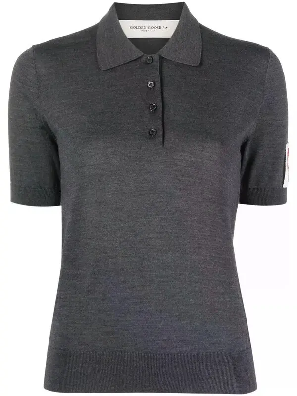 GOLDEN GOOSE Logo-patch Knit Polo